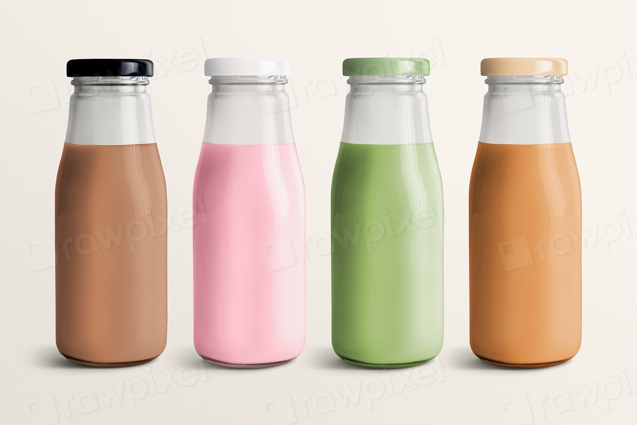 Colorful milk tea glass bottle | Premium PSD - rawpixel