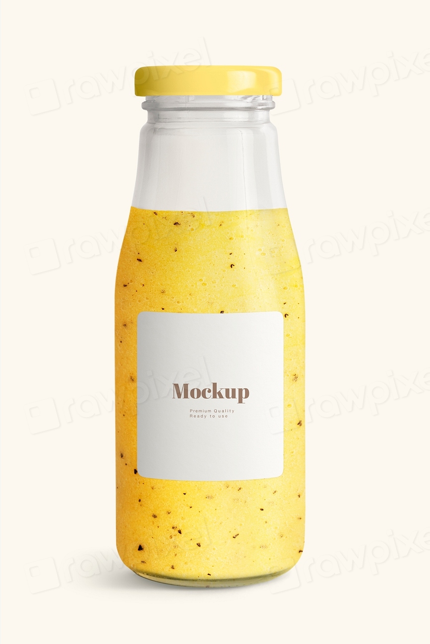 Passion fruit smoothie glass label | Premium PSD Mockup - rawpixel