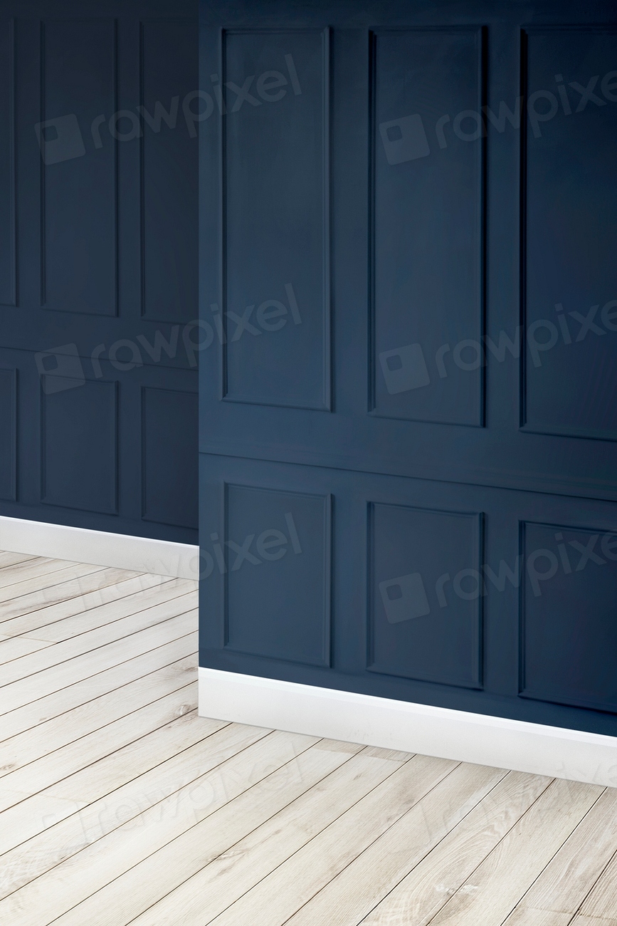 Empty blue wall corner and | Premium PSD Mockup - rawpixel