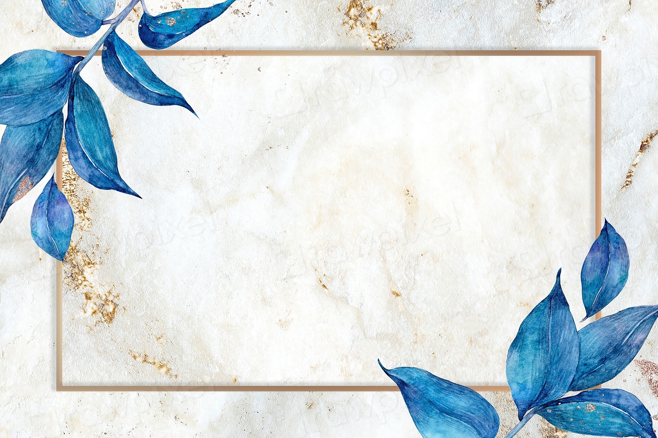 Blue botanical frame design space | Premium PSD - rawpixel