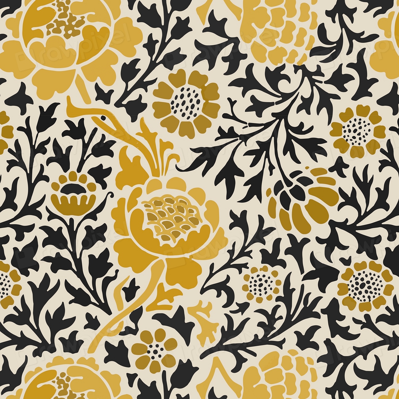 Decorative vintage flower ornament seamless | Premium Vector - rawpixel