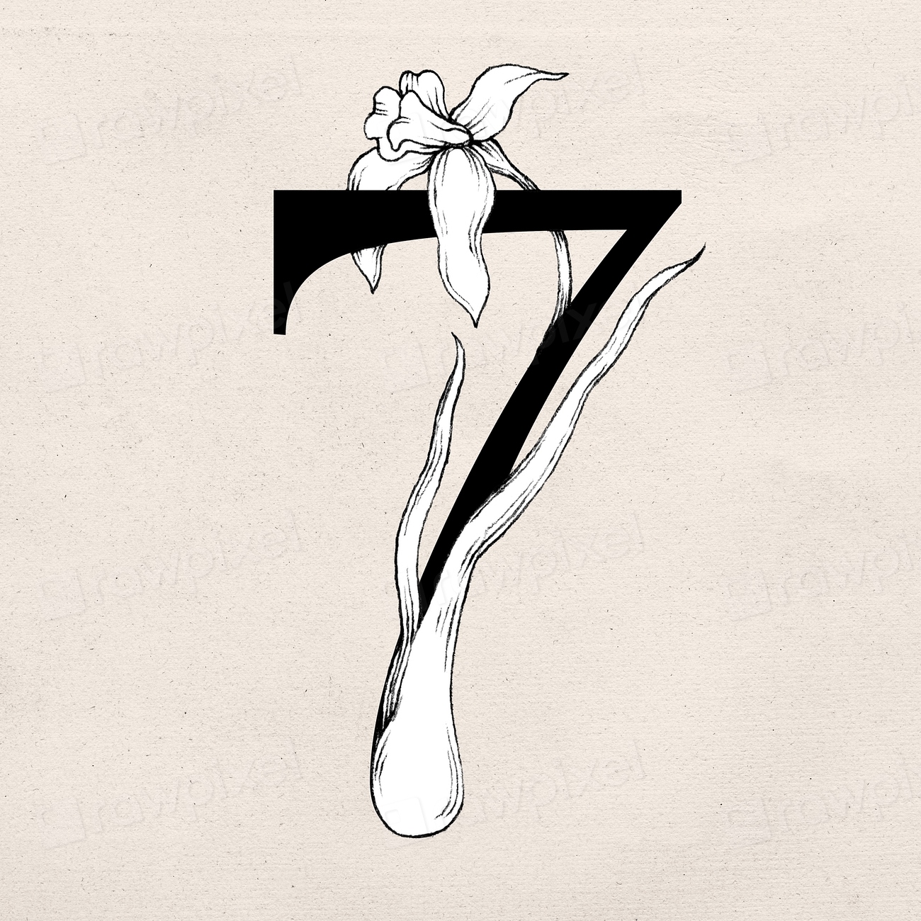 Psd number 7 font vintage | Premium PSD - rawpixel