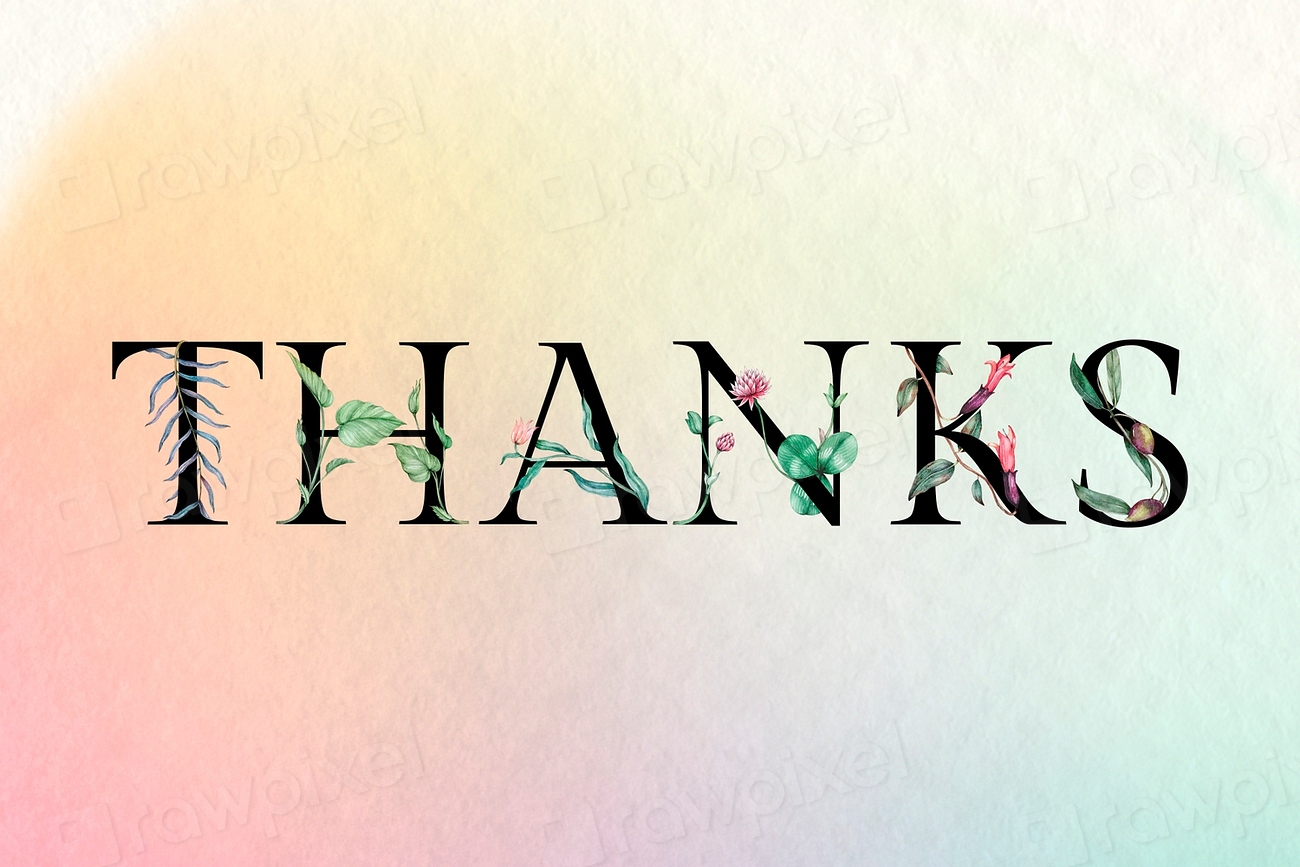 Psd thanks word floral font | Premium PSD - rawpixel