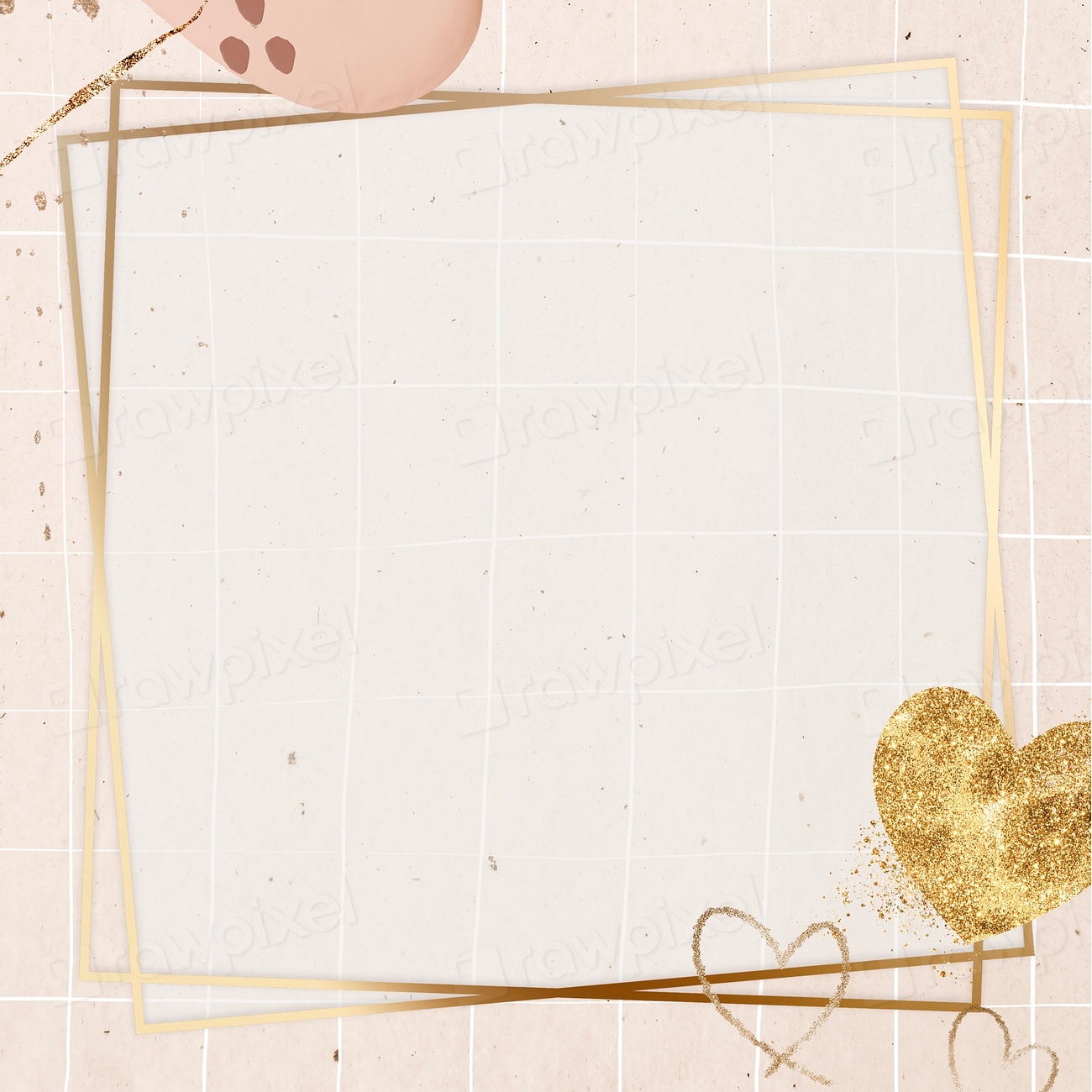 Gold shimmering heart frame psd | Premium PSD - rawpixel