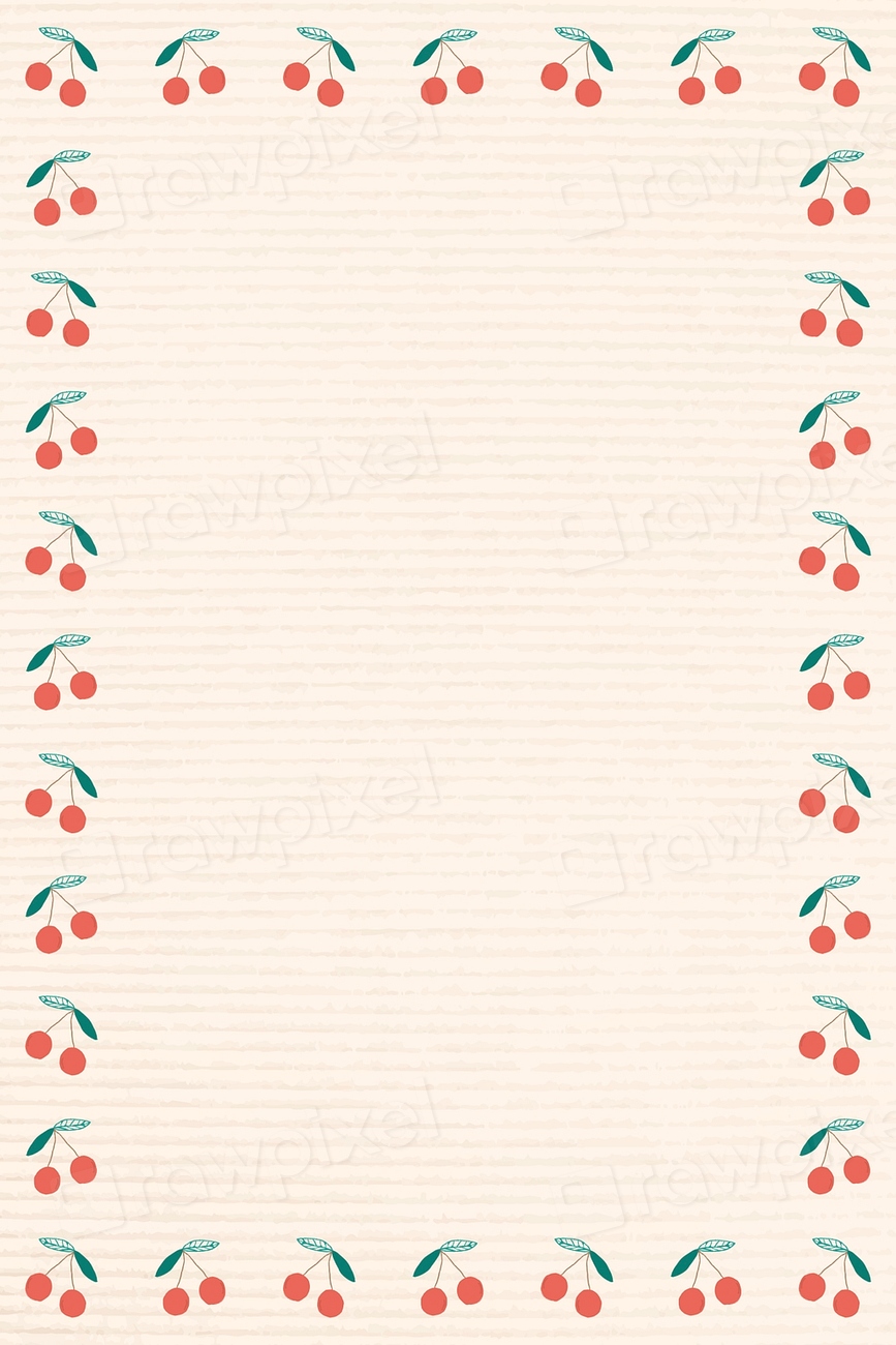 Psd cherry border beige background | Premium PSD - rawpixel
