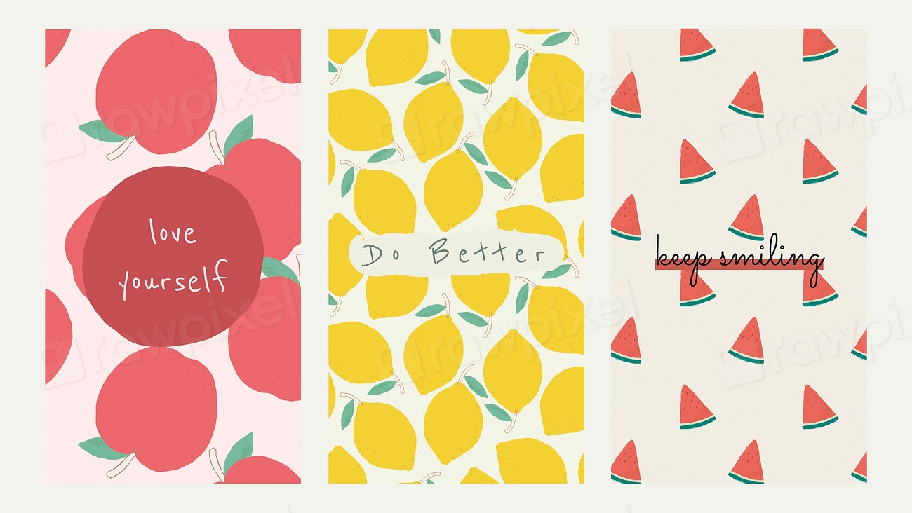Vector fruit pattern quote social | Premium Vector - rawpixel
