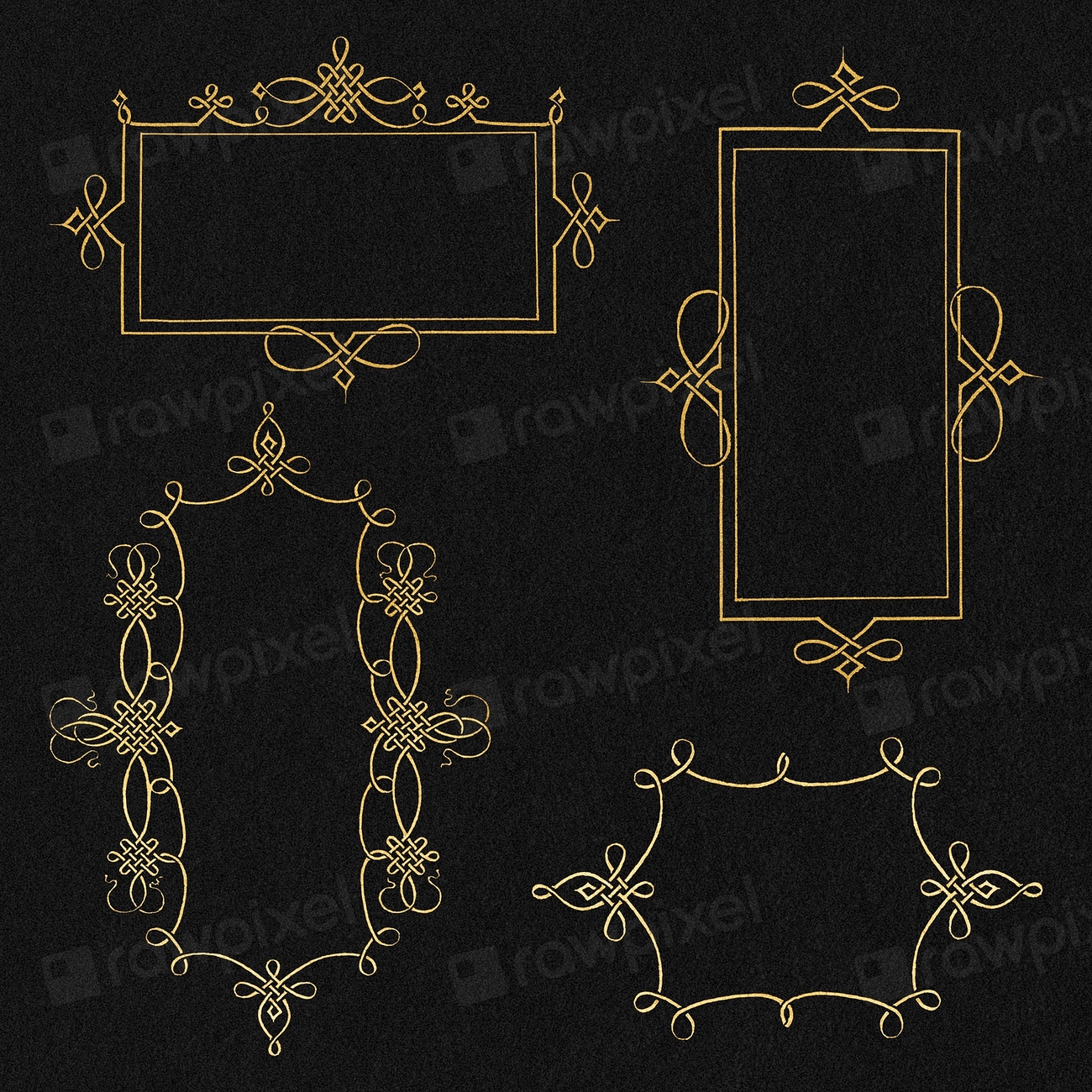 Gold filigree frame set psd, | Premium PSD - rawpixel