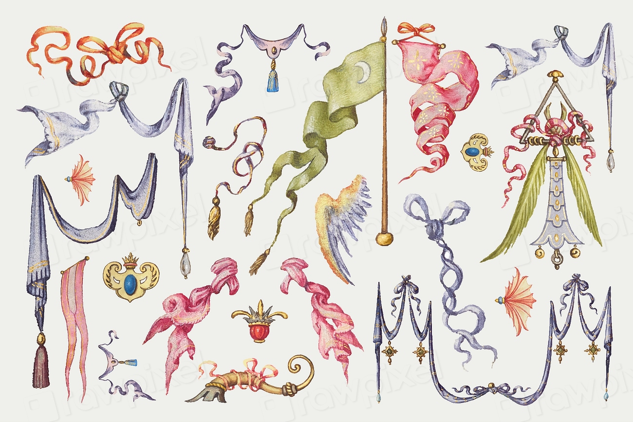 Heraldic ribbon and flag medieval | Premium Vector - rawpixel