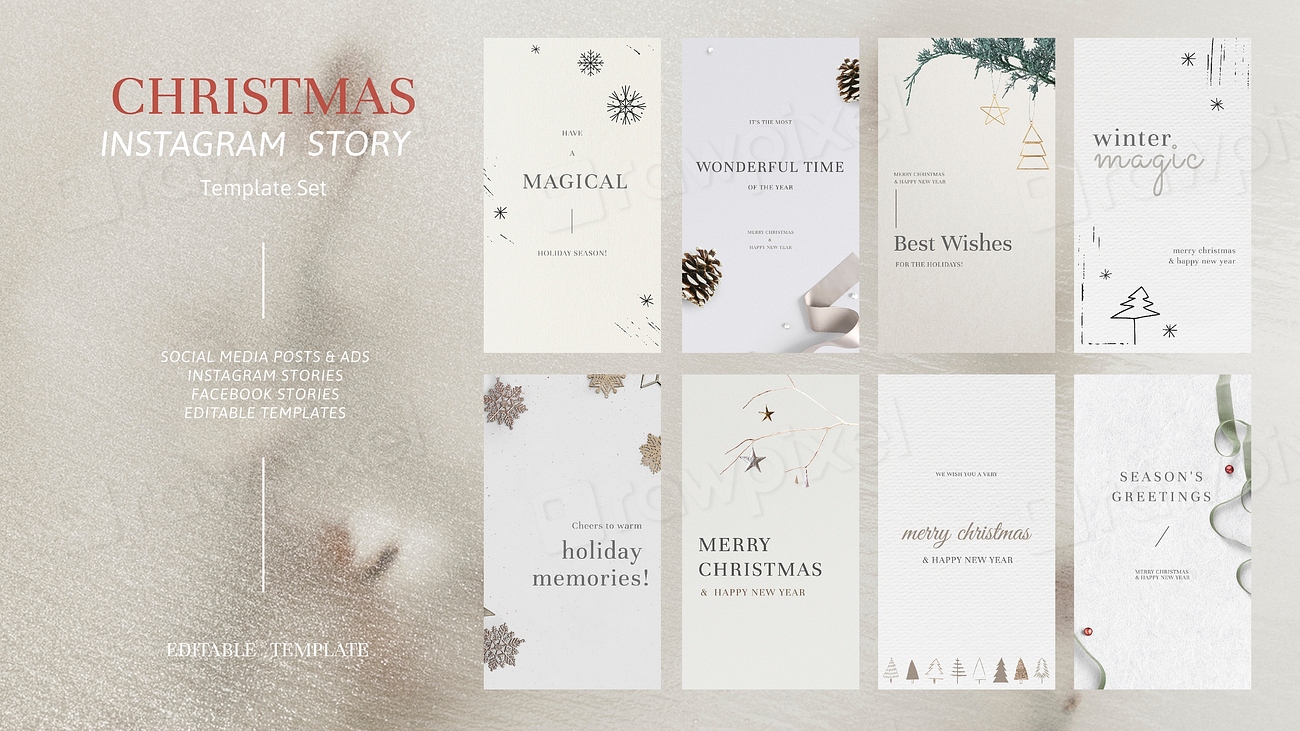 Christmas vector editable template set | Premium Vector - rawpixel