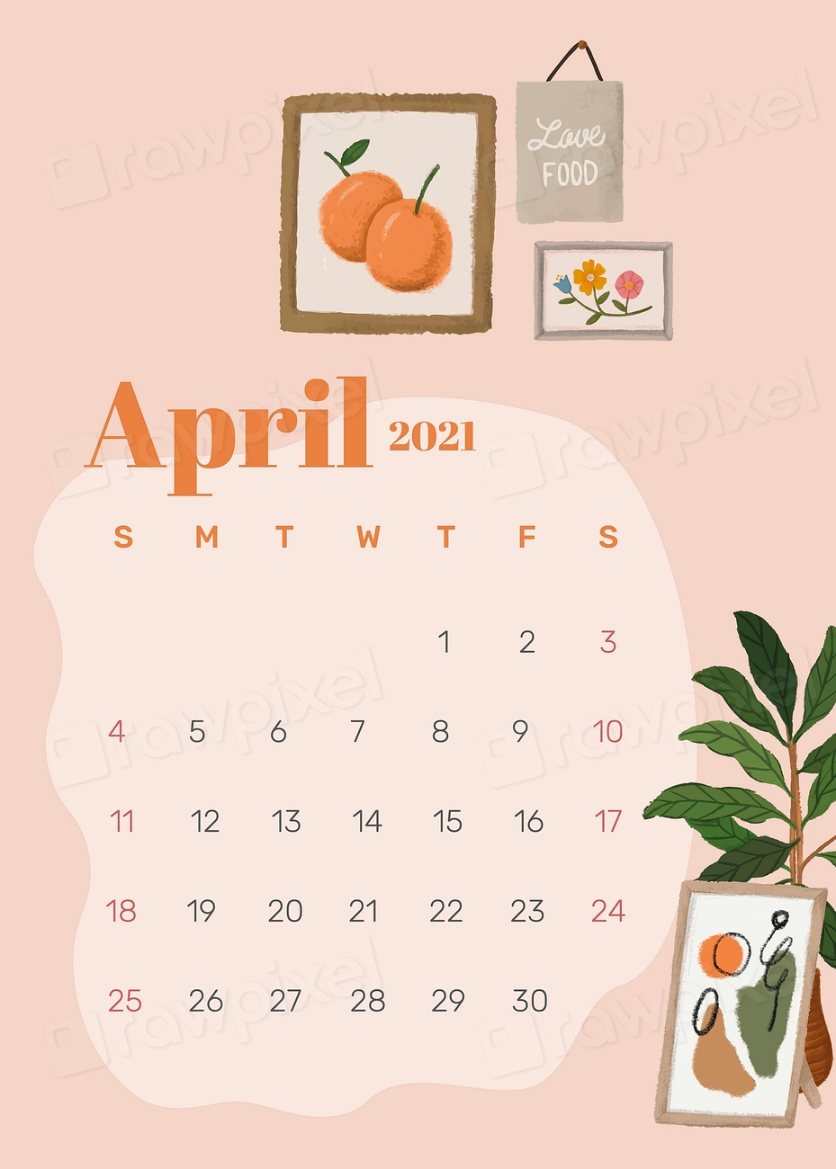2021 calendar April printable template | Premium Vector - rawpixel