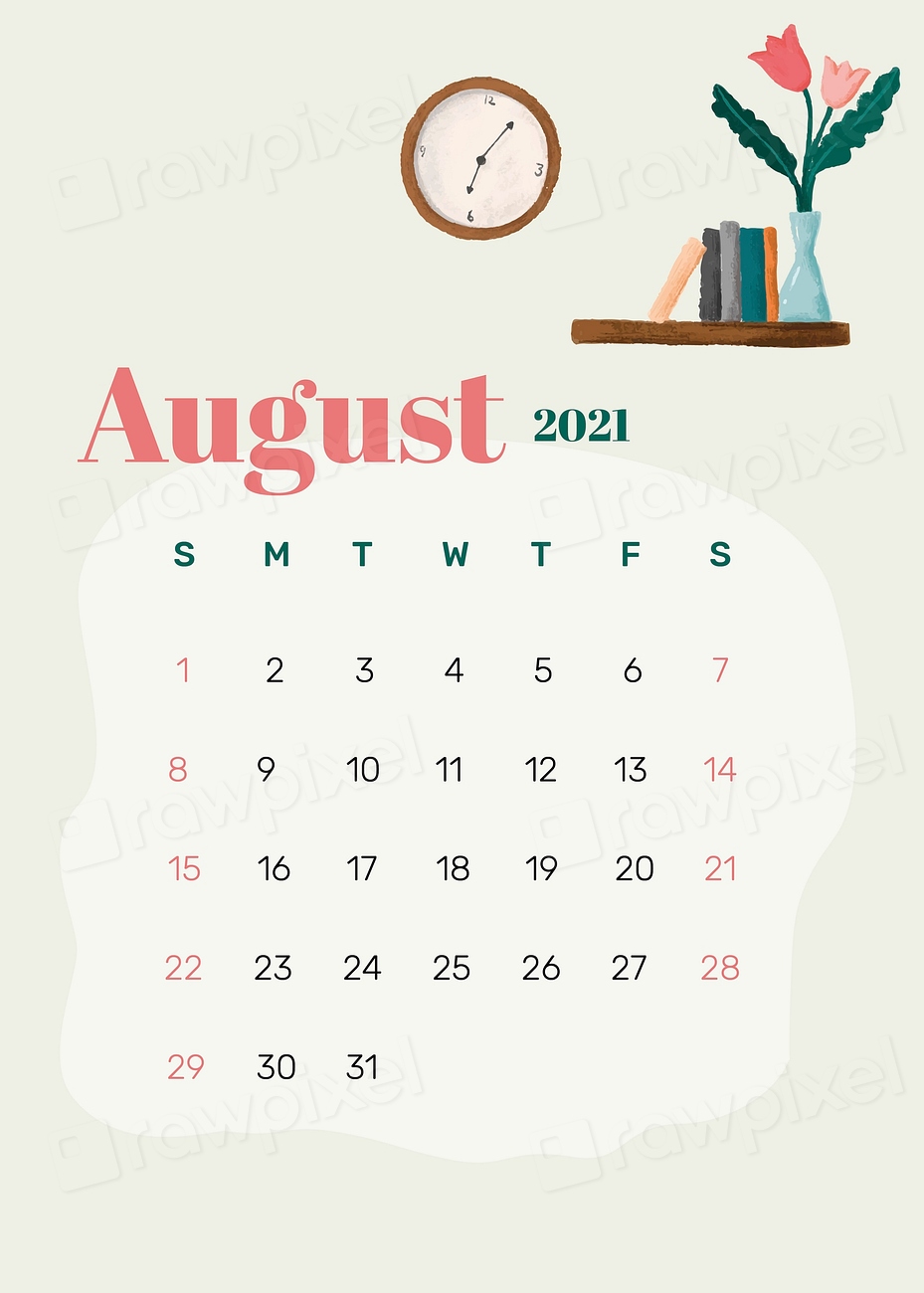 Calendar 2021 August printable template | Premium Vector - rawpixel