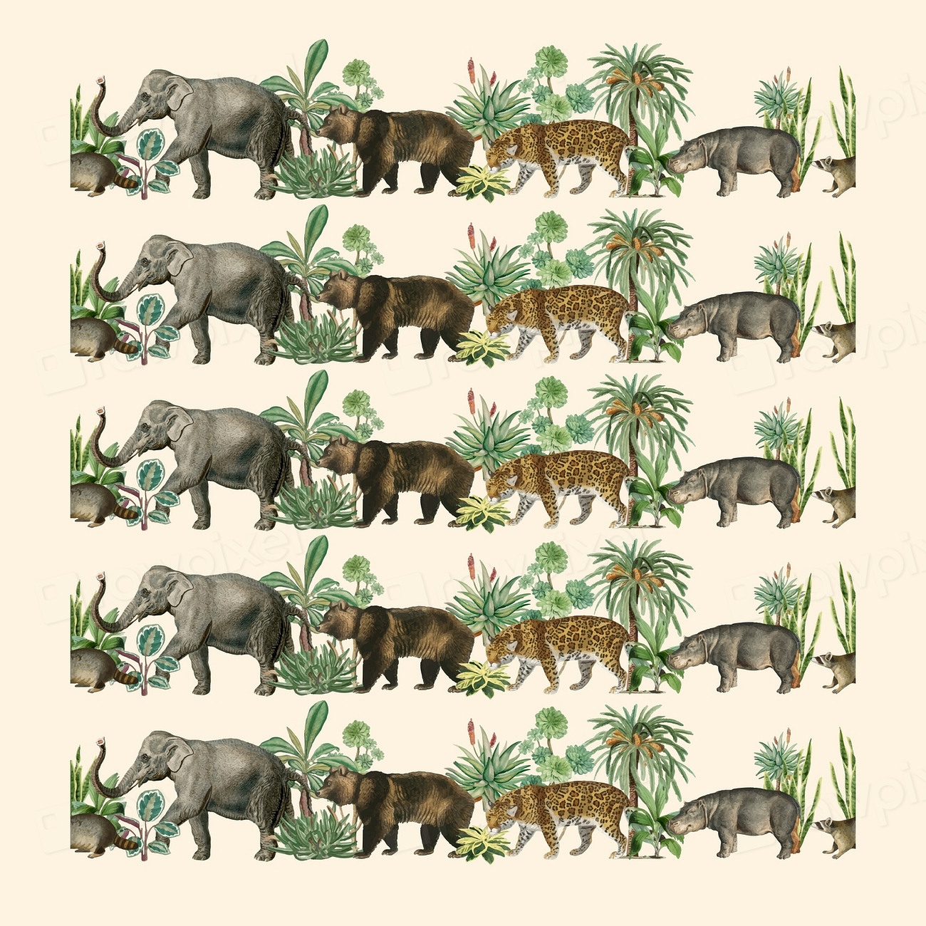 Wildlife editable pattern brush vector | Premium Vector - rawpixel