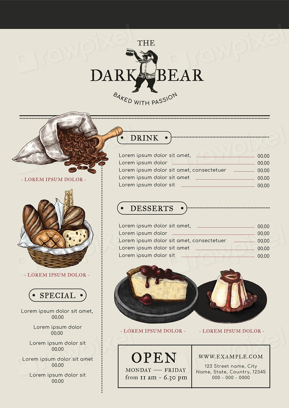 Editable cafe menu template psd | Premium PSD Template - rawpixel