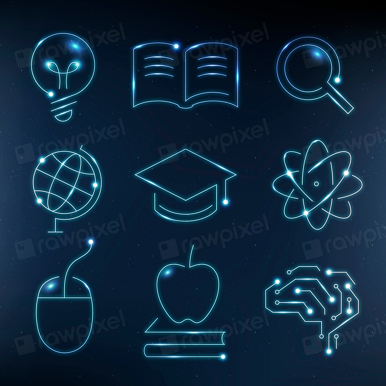 Education technology blue icons vector | Premium Vector - rawpixel