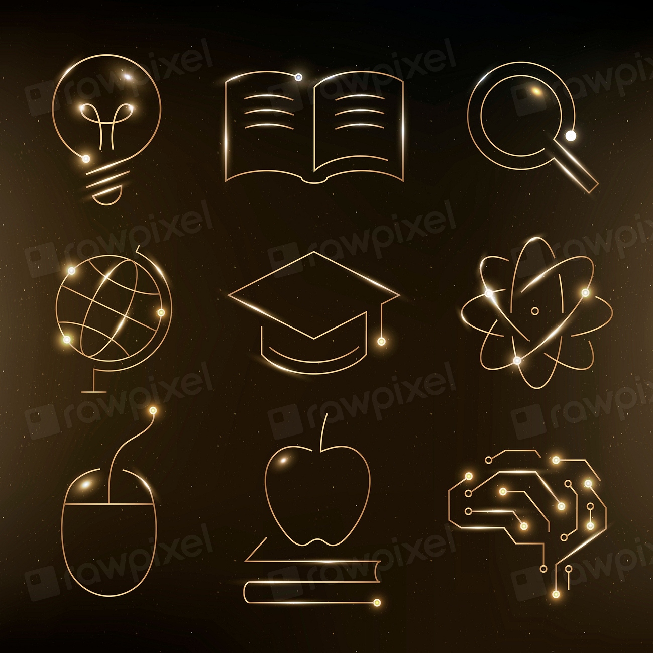 Education technology gold icons vector | Premium Vector - rawpixel