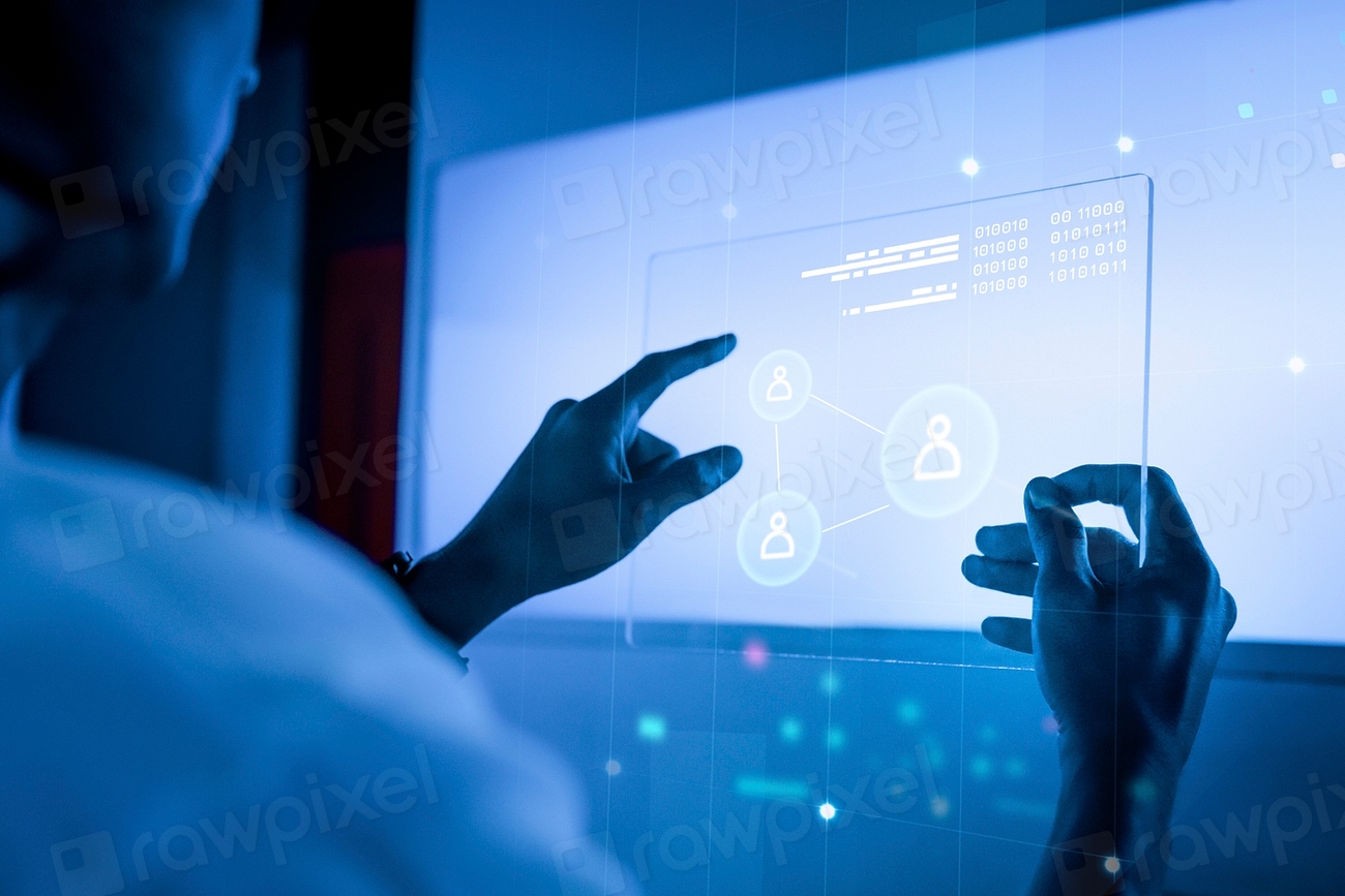 Technology background psd man using | Premium PSD - rawpixel