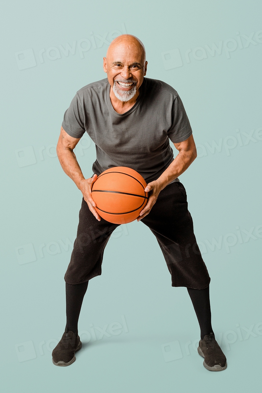 Retired man playing basketball mockup | Premium PSD - rawpixel