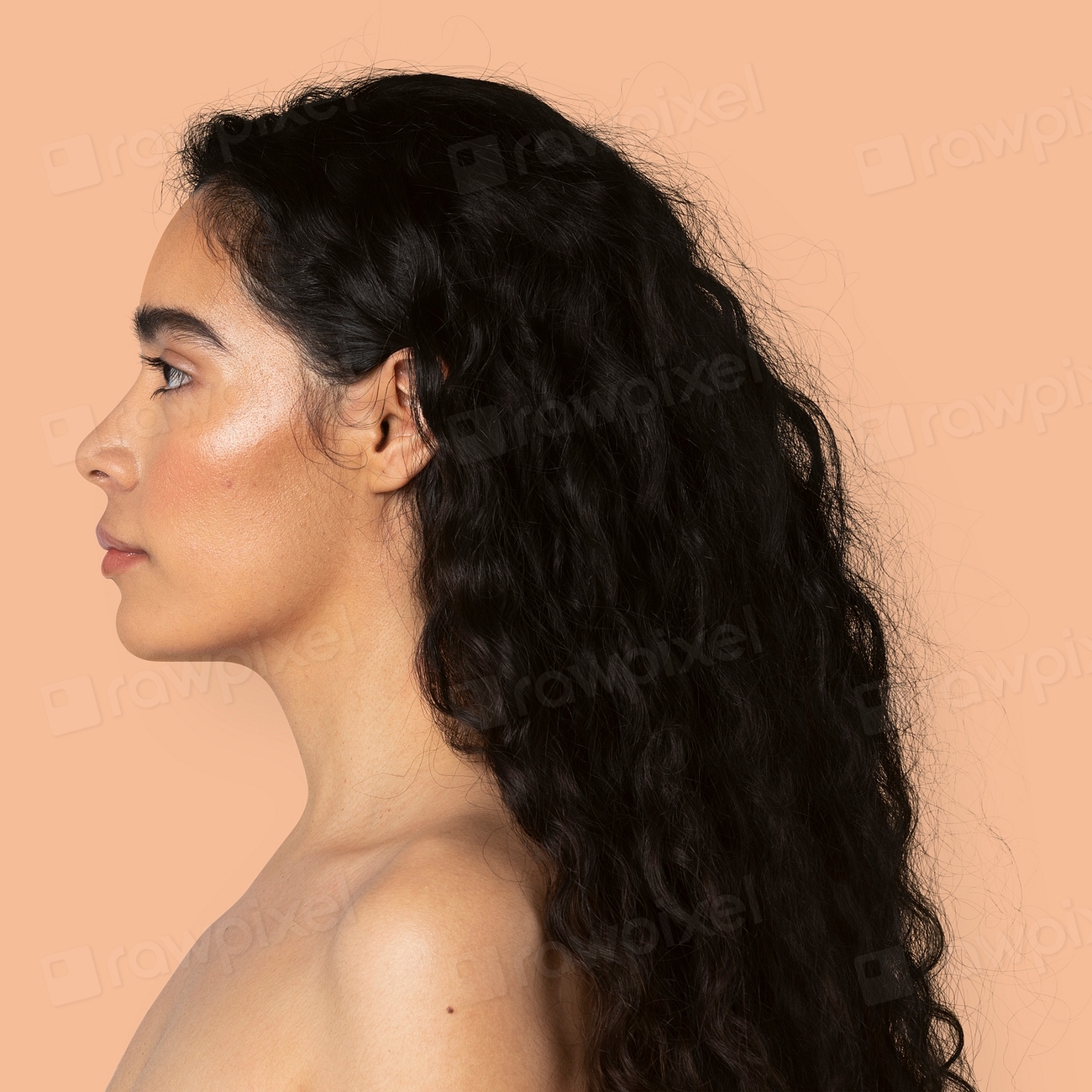 Woman side portrait shoot studio | Premium PSD - rawpixel