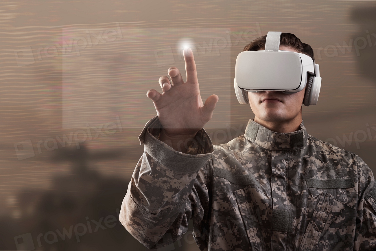 Soldier experiencing metaverse, VR headset | Premium Photo - rawpixel