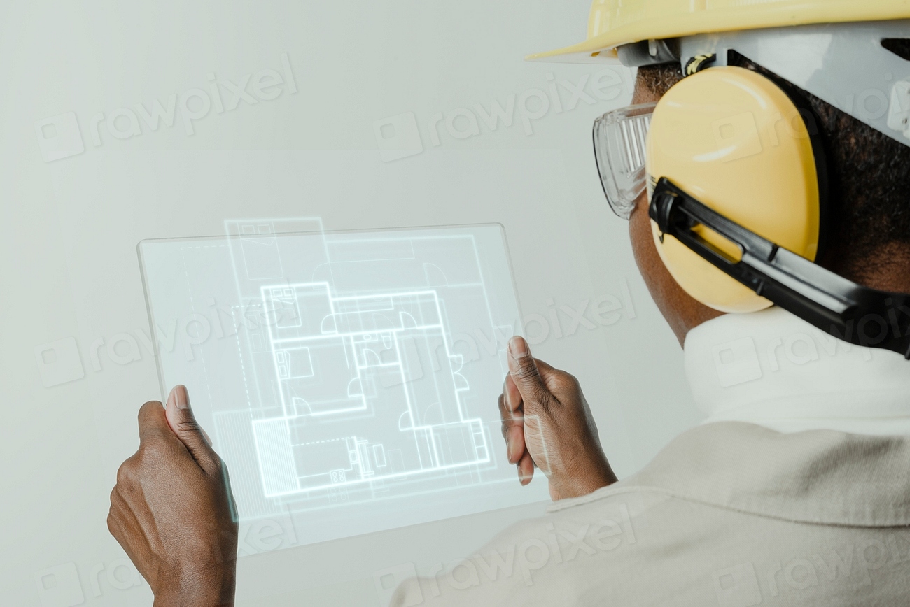 Engineer using transparent tablet mockup | Premium PSD - rawpixel