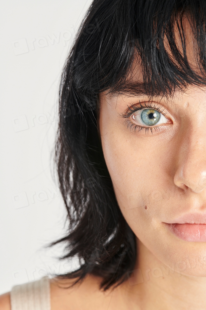 Half face beautiful woman blue | Premium Photo - rawpixel