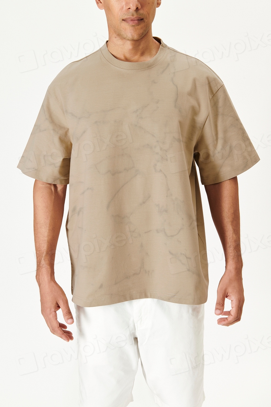 Man beige t-shirt mockup | Premium PSD Mockup - rawpixel