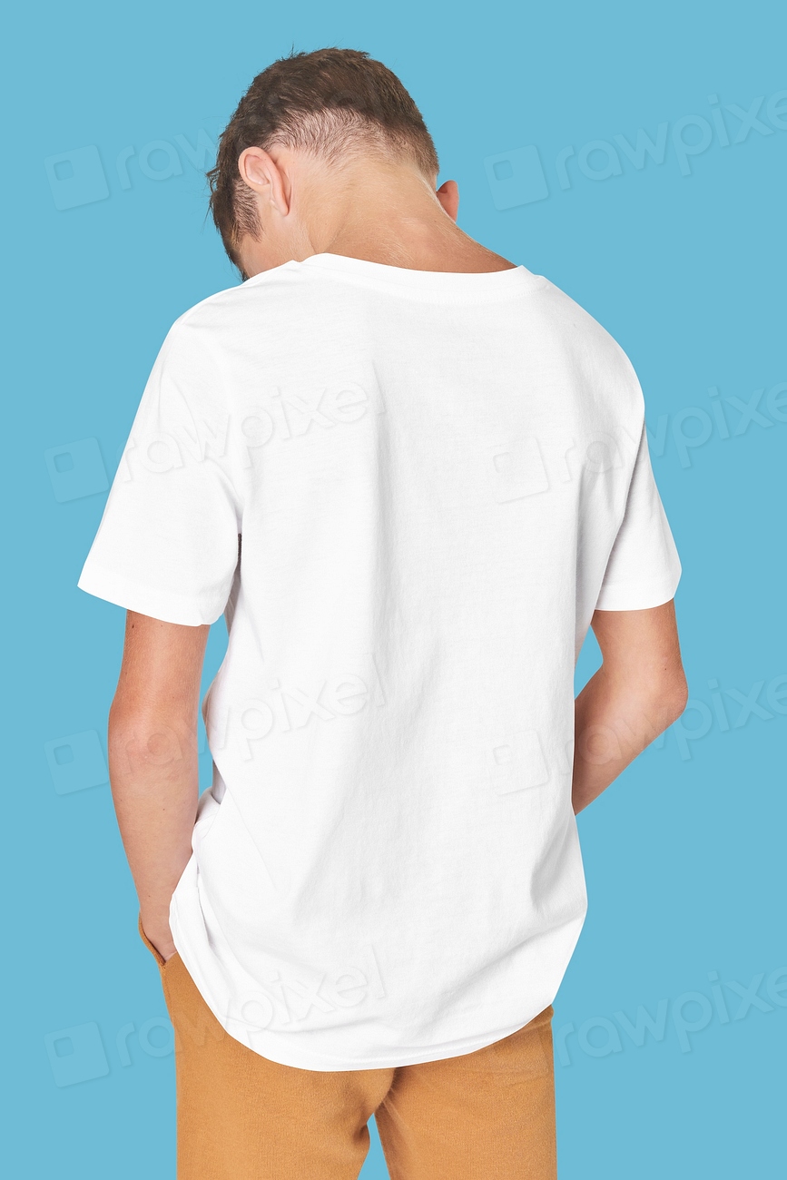 Back view man's white t-shirt | Premium PSD Mockup - rawpixel