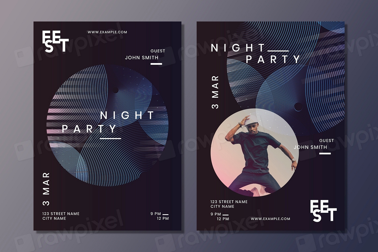 Night party poster design vector | Premium Vector Template - rawpixel