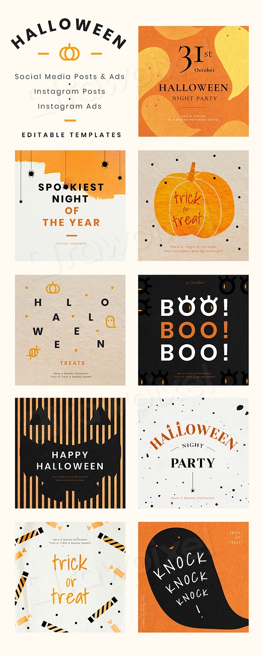 Halloween vector editable template set | Premium Vector - rawpixel