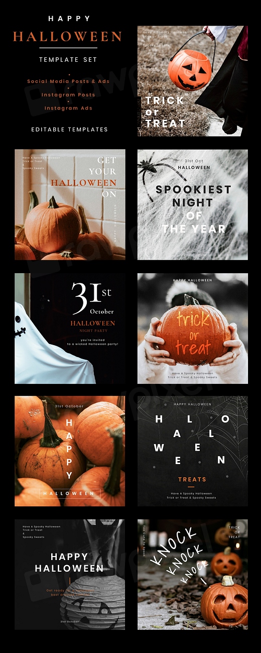Halloween vector editable template set | Premium Vector - rawpixel