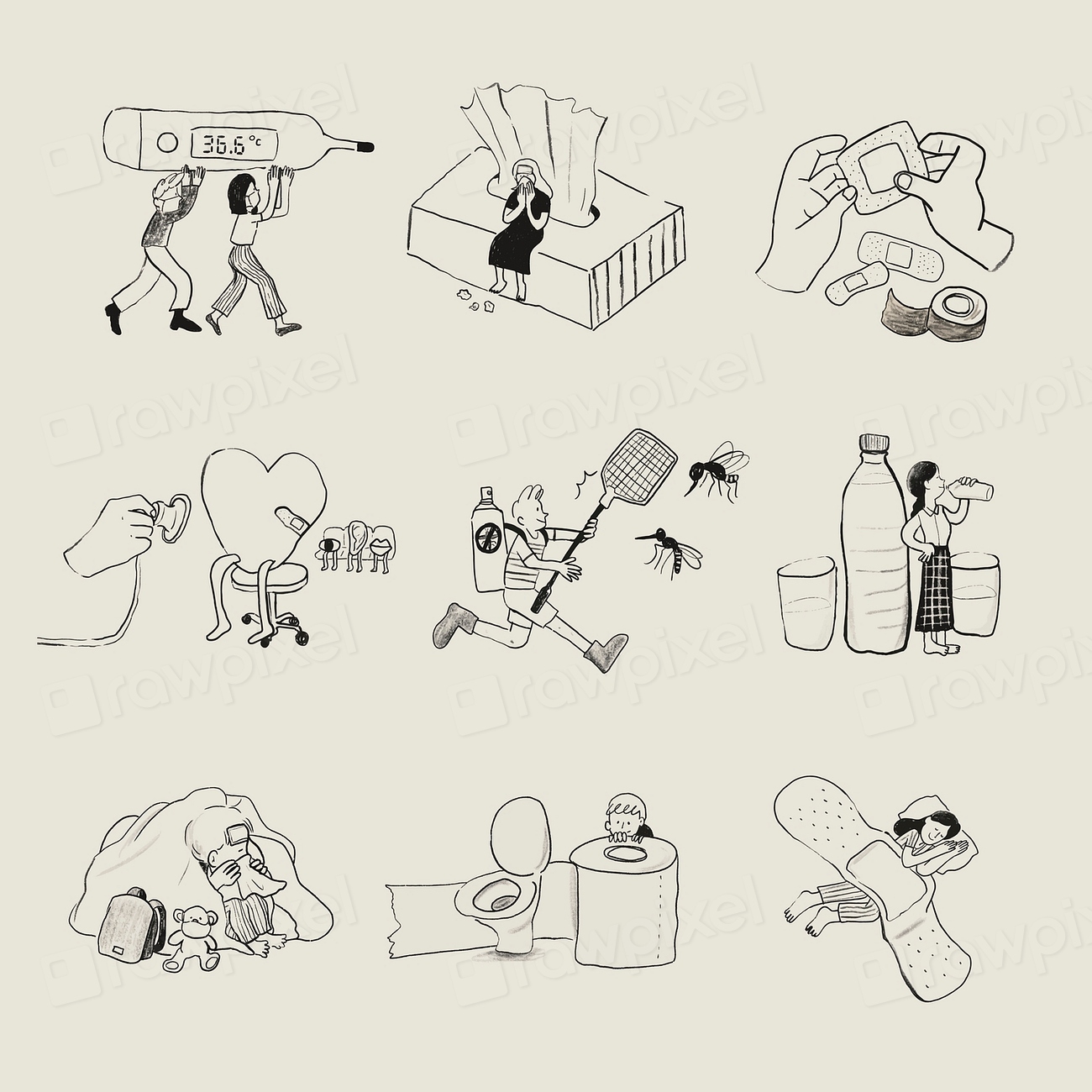 Common illnesses home vector element | Premium Vector - rawpixel
