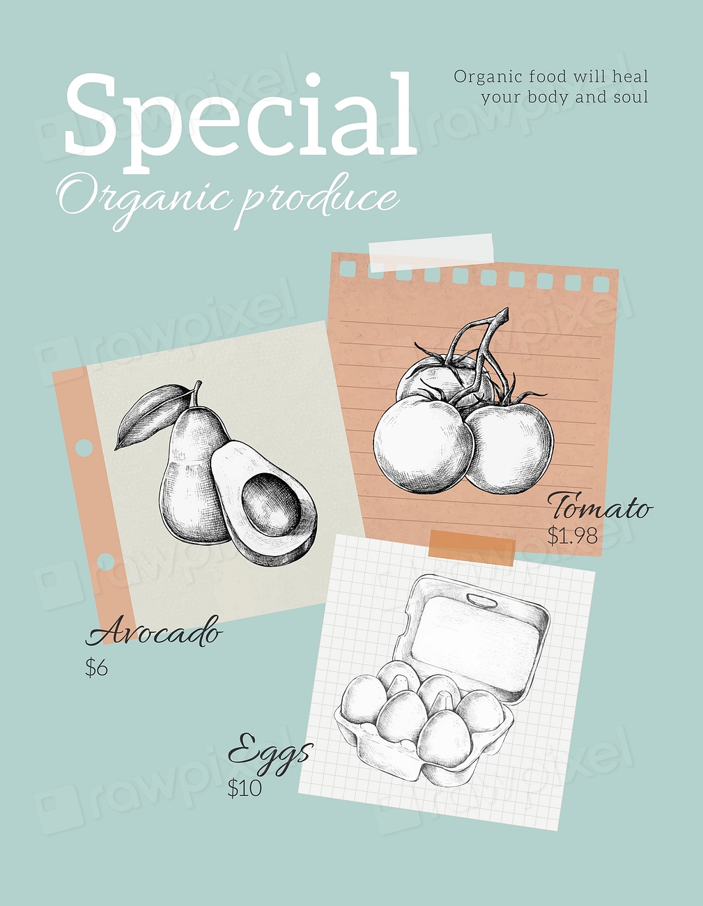 Organic food poster template, small | Free Vector Template - rawpixel