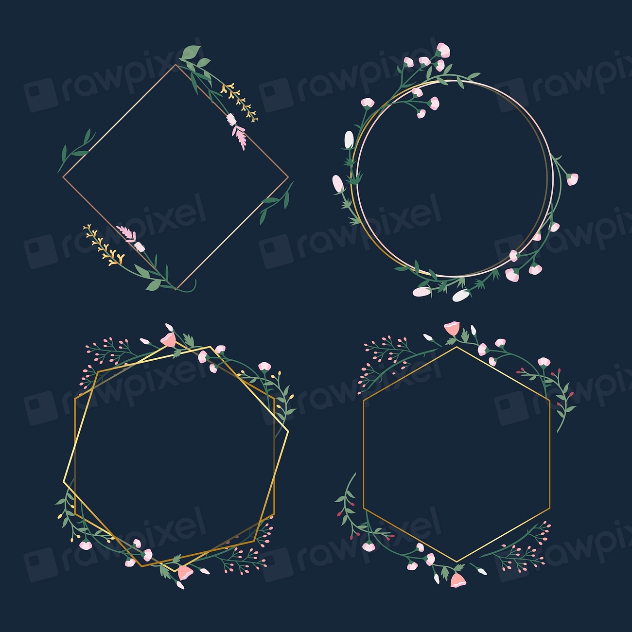 Set of floral frame vectors | Premium Vector - rawpixel