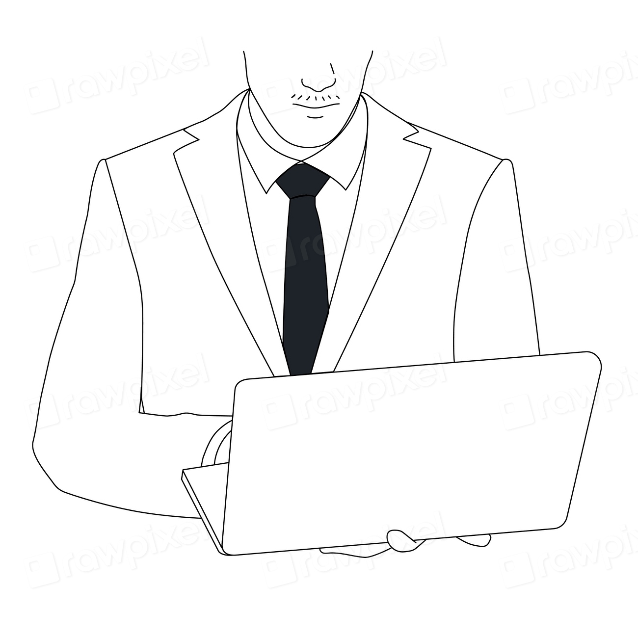 Vector drawing businessman using laptop | Premium Vector Illustration ...