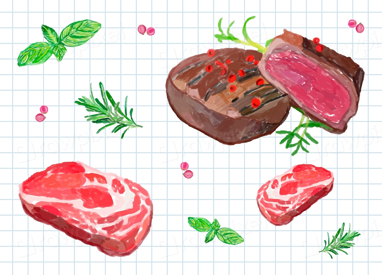 Hand drawn steak watercolor style | Premium Vector Illustration - rawpixel