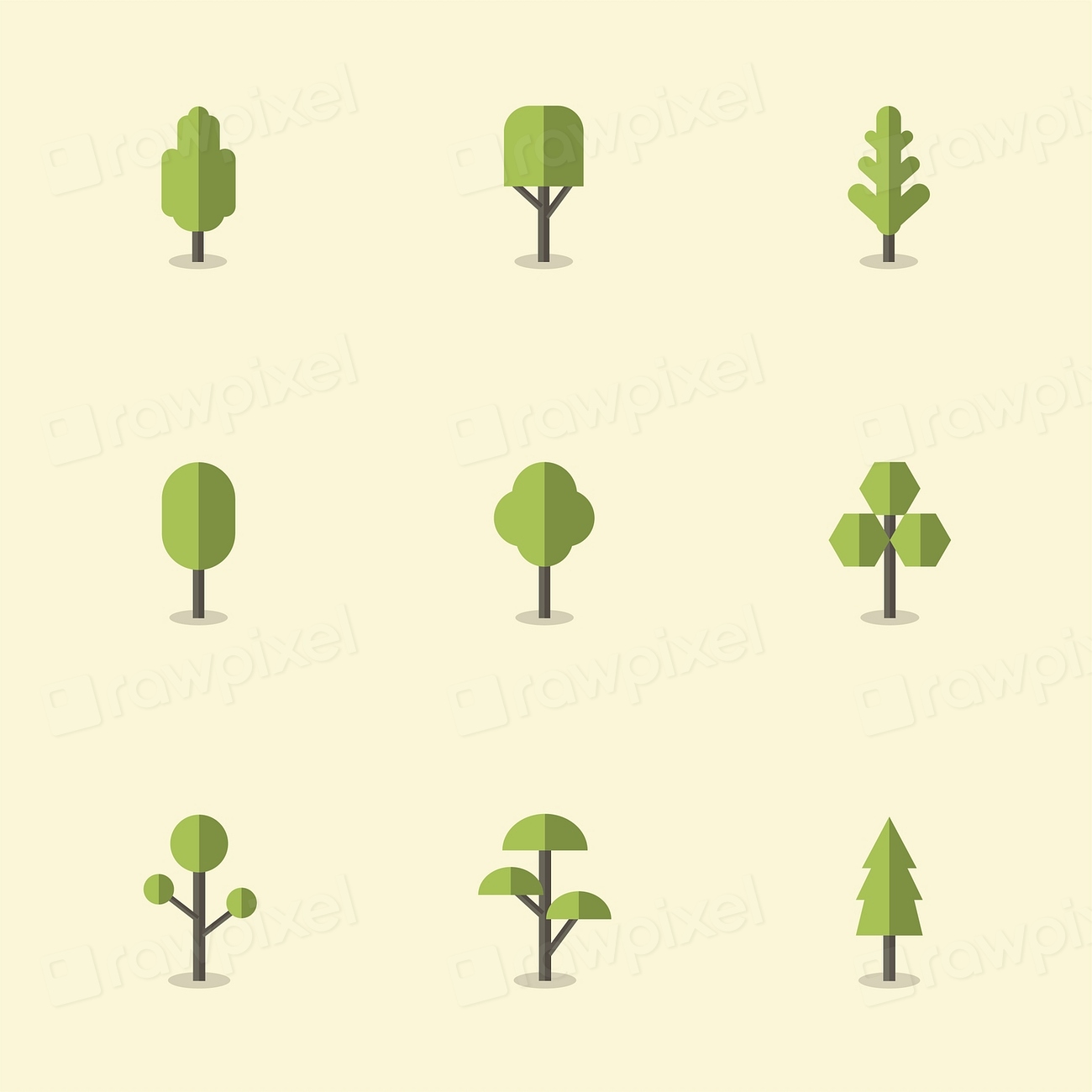 Collection of plants and tree | Free Vector - rawpixel