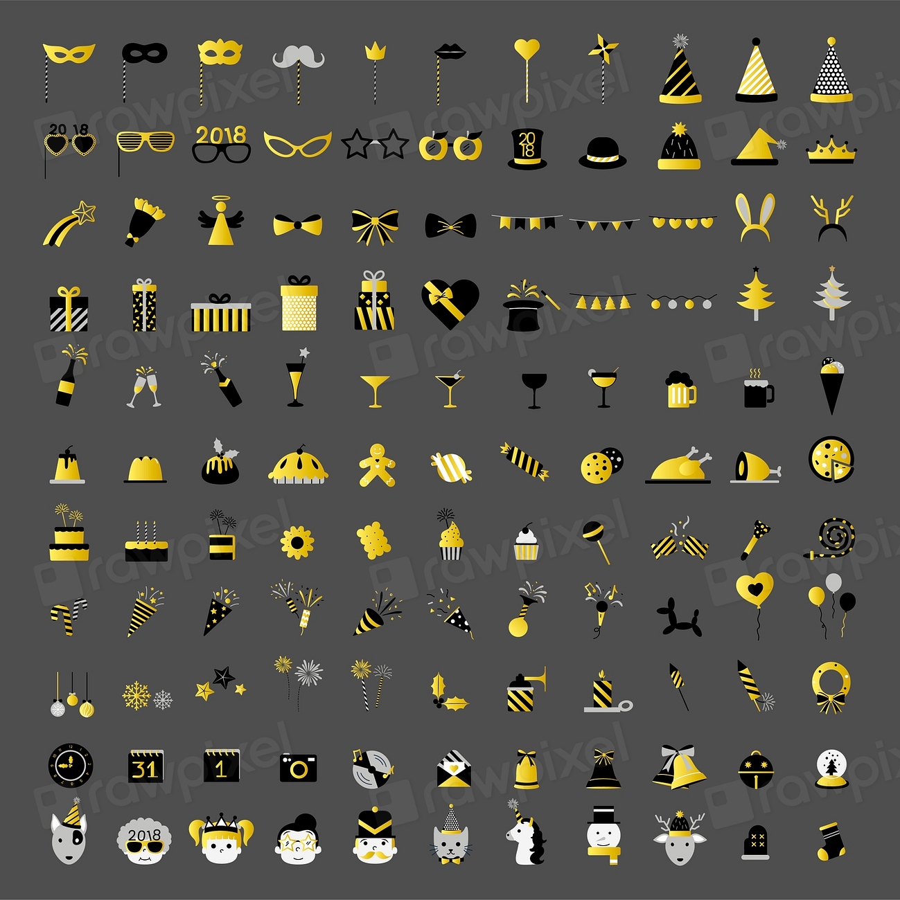 Illustration celebration party icons set | Premium Vector - rawpixel