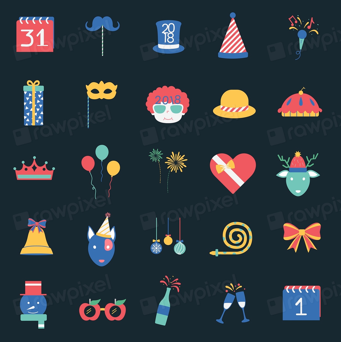 Illustration celebration party icons set | Premium Vector - rawpixel