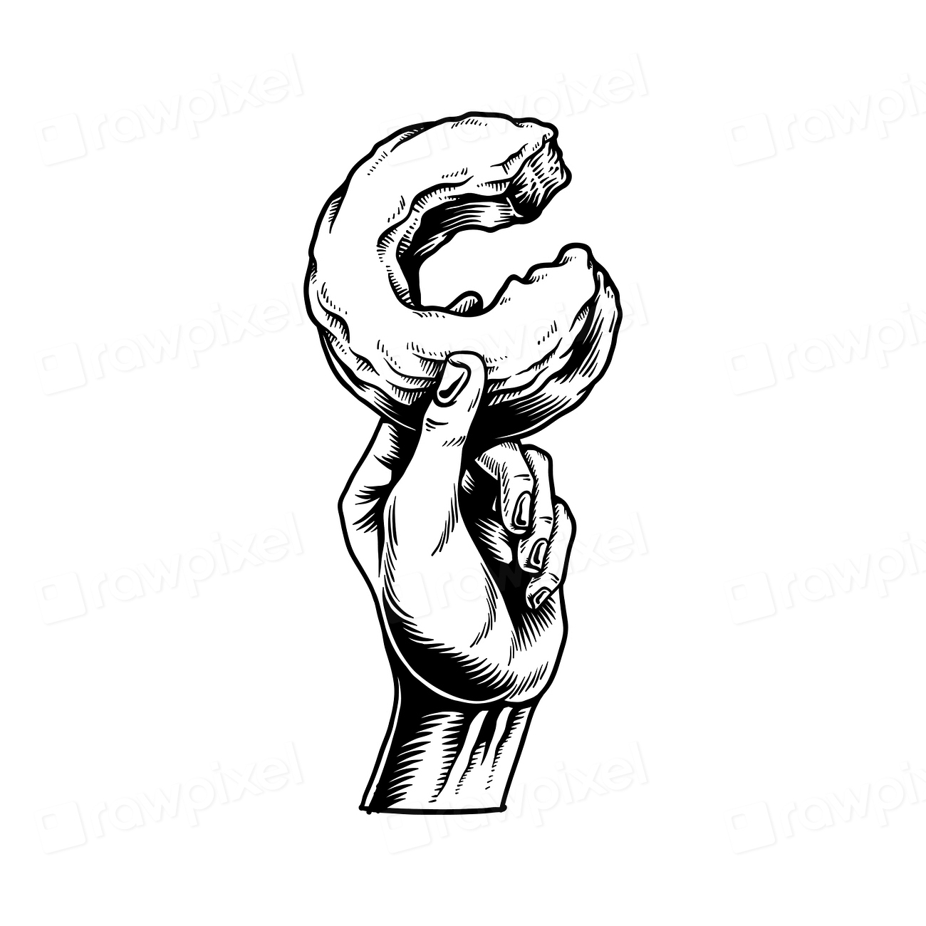 Illustration of hand holding bitten | Free Photo Illustration - rawpixel