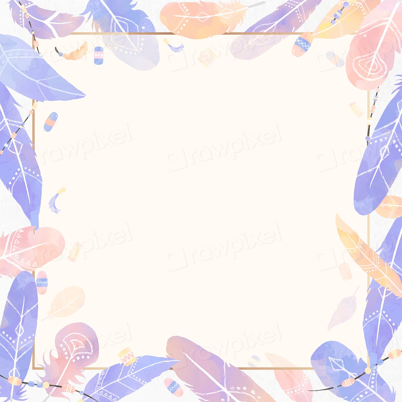 Hand drawn feather frame vector | Premium Vector - rawpixel