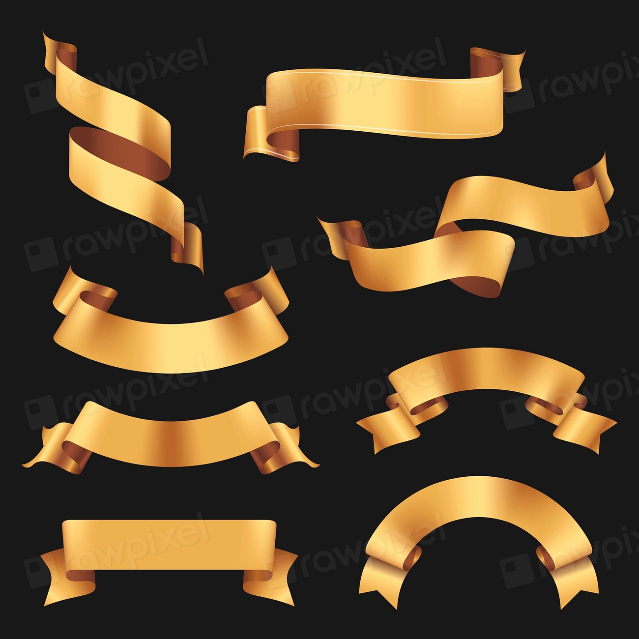 Ribbon banner psd image, gold | Premium PSD - rawpixel