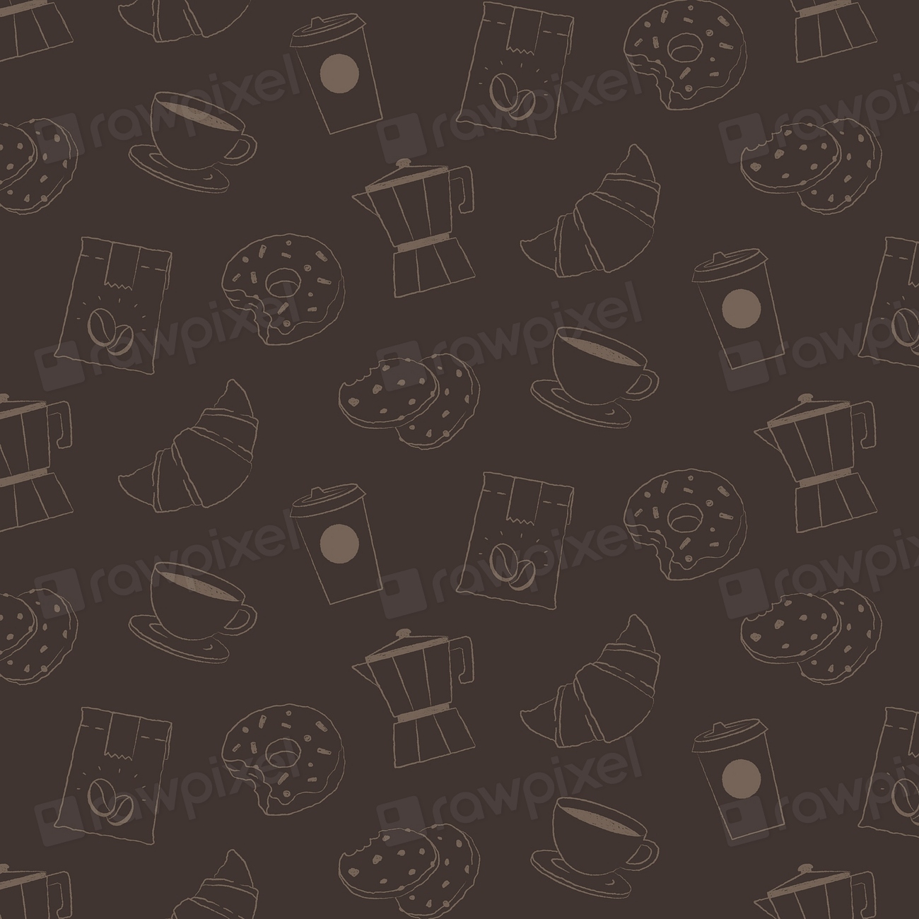 Cafe pattern background, coffee and | Premium PSD - rawpixel