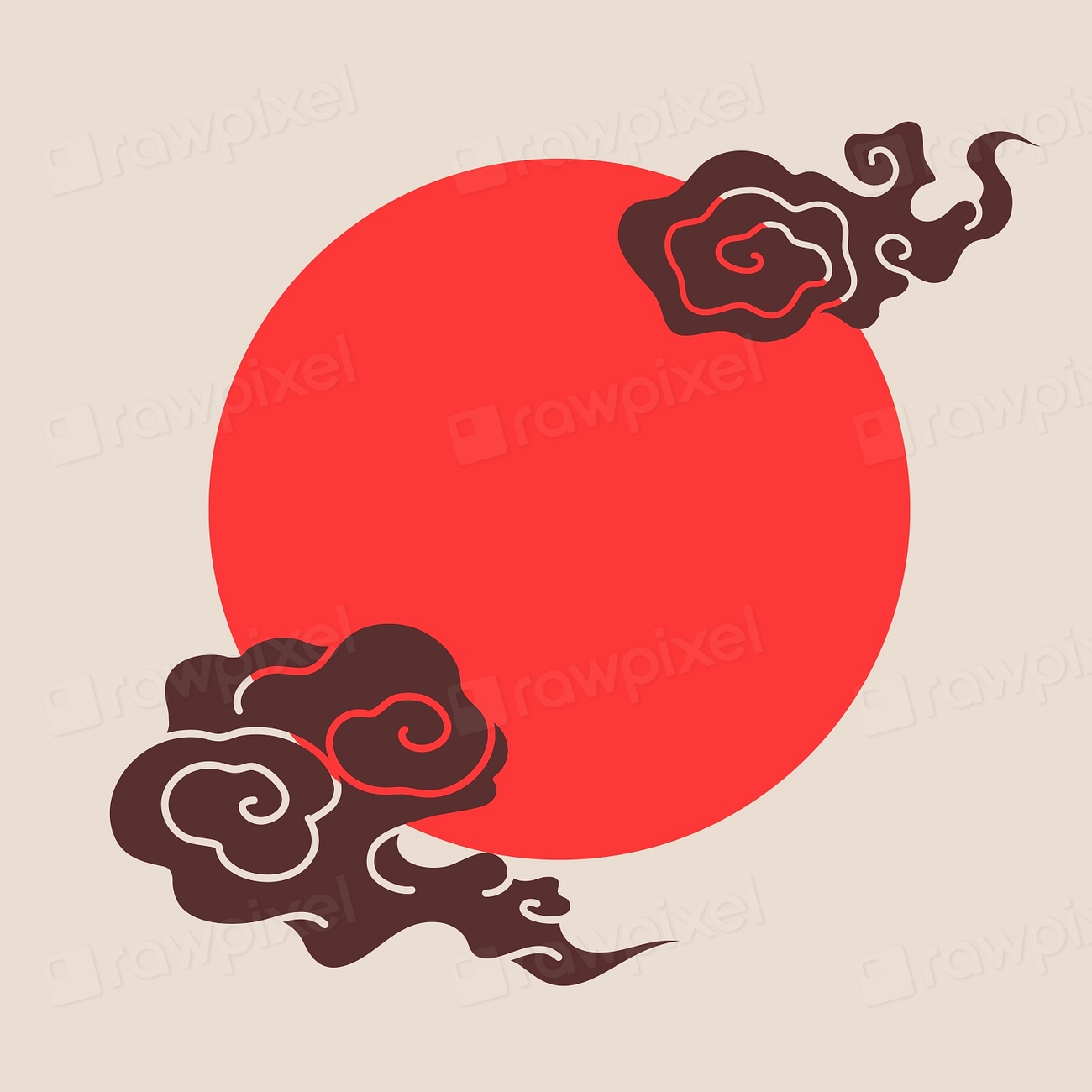 Red oriental frame, Chinese cloud | Premium PSD - rawpixel
