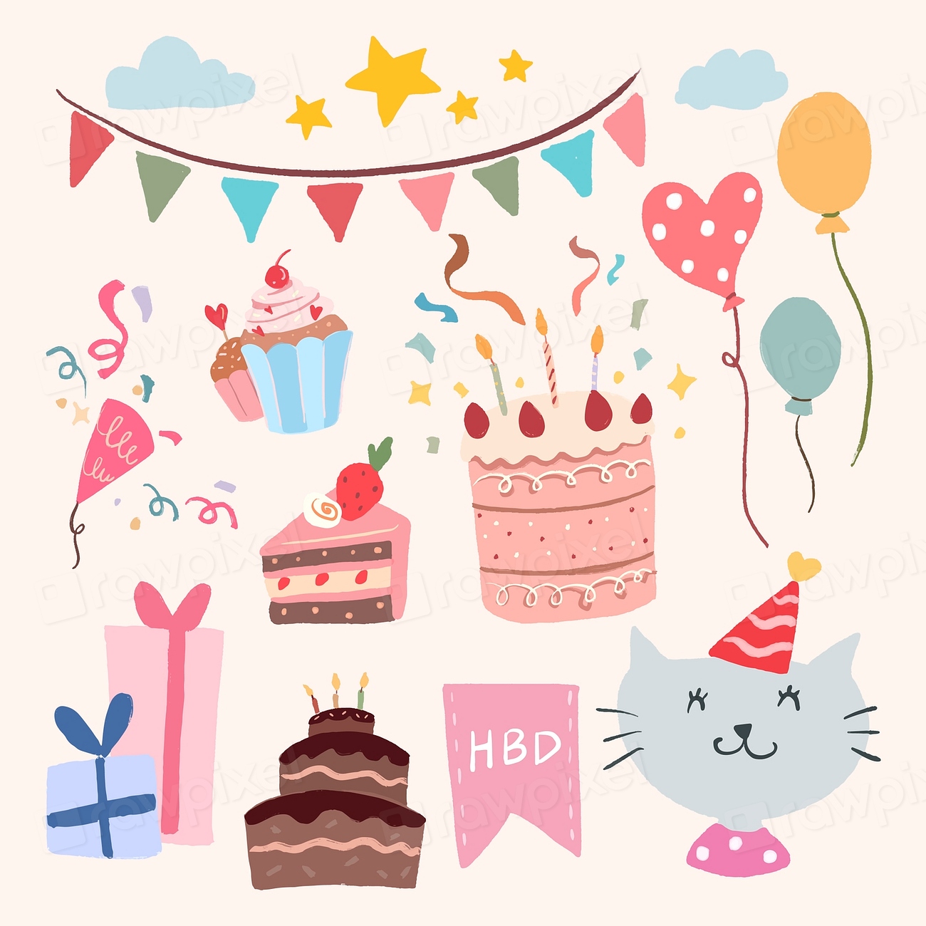 Celebration party sticker vector set | Premium Vector - rawpixel