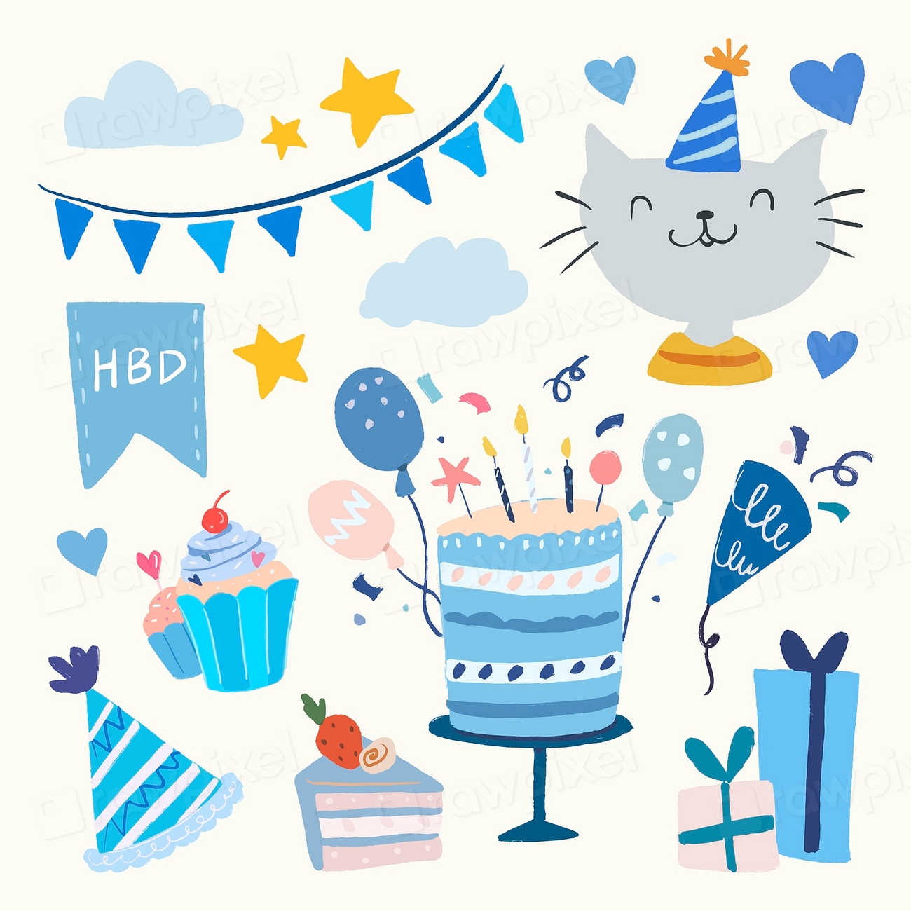 Celebration party sticker vector set | Premium Vector - rawpixel