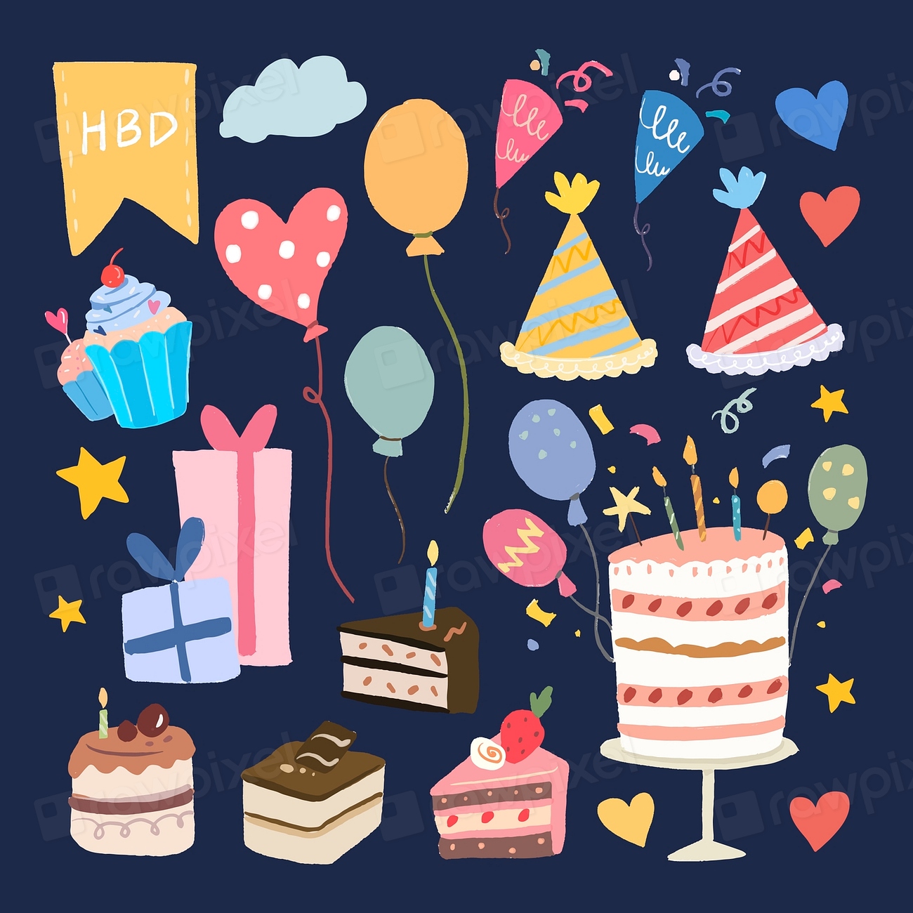 Celebration party sticker vector set | Premium Vector - rawpixel