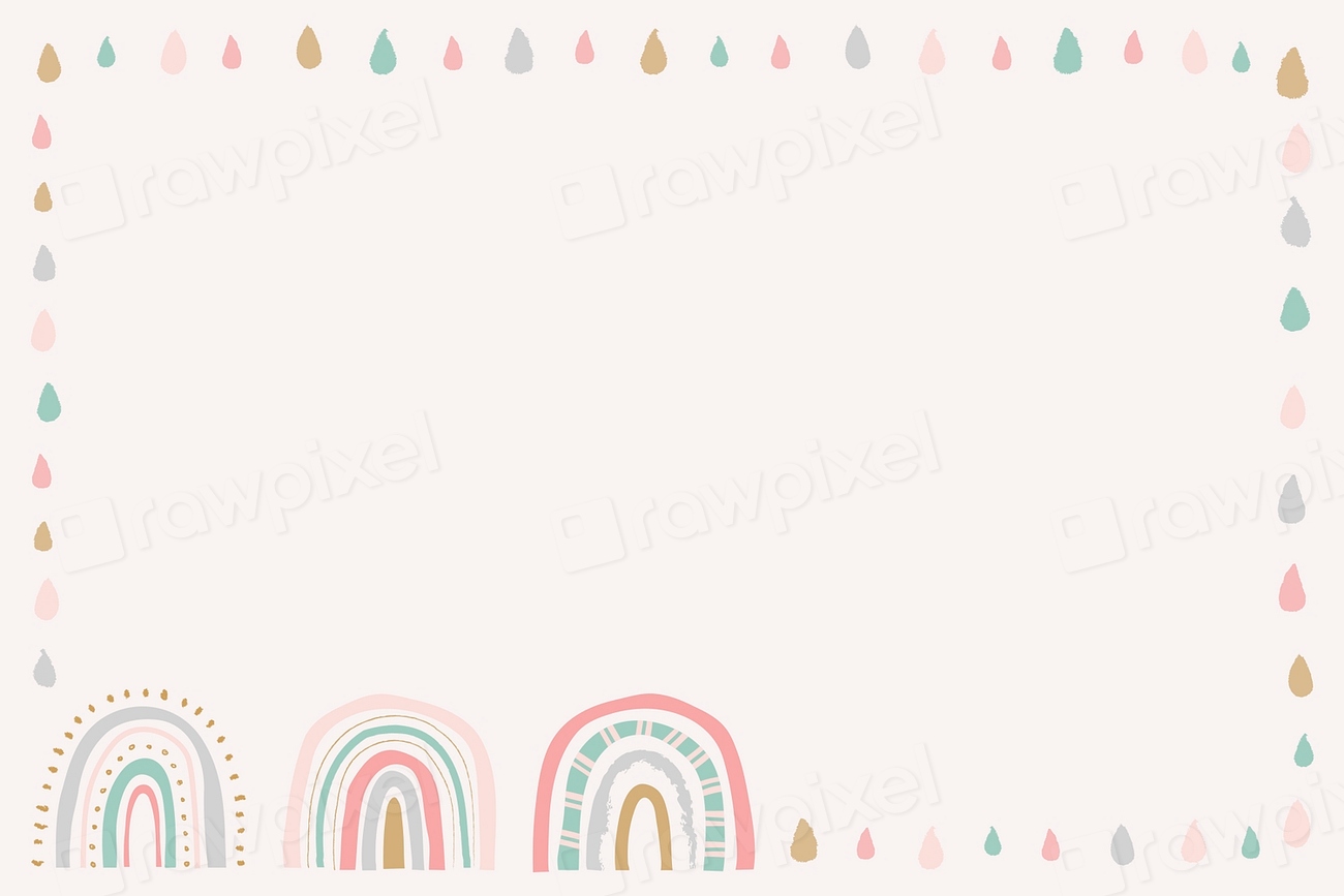 Cute doodle frame, rainbow border | Premium PSD - rawpixel