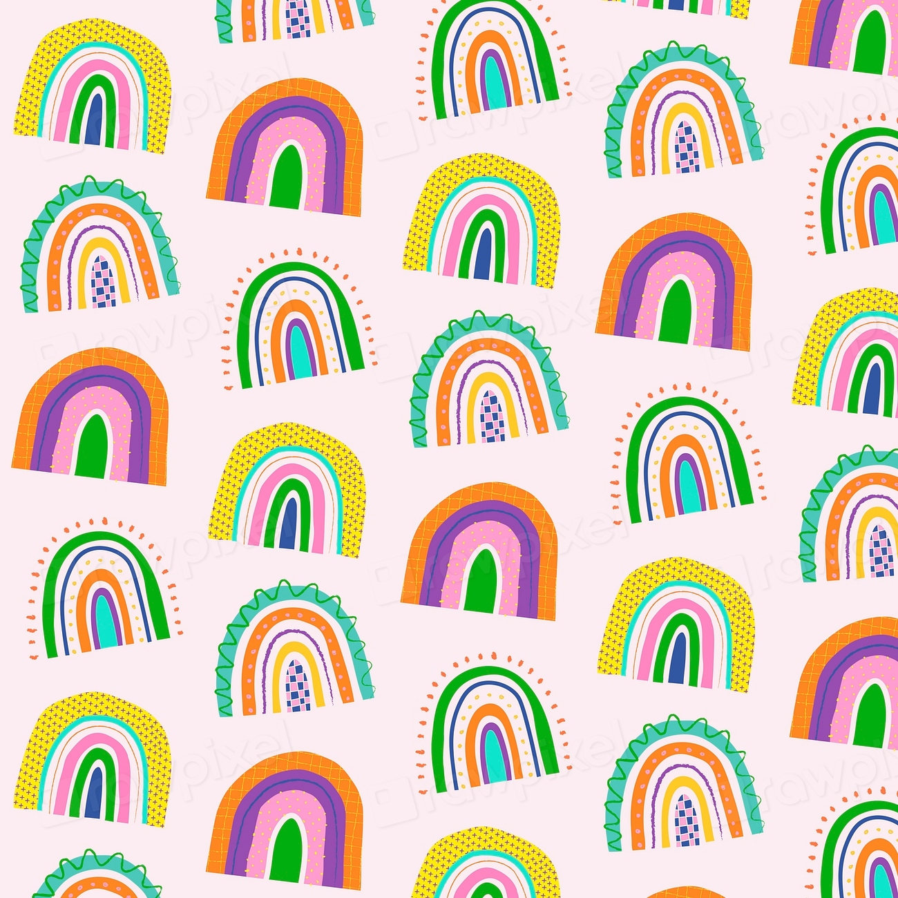Funky rainbow pattern, doodle background | Premium PSD - rawpixel
