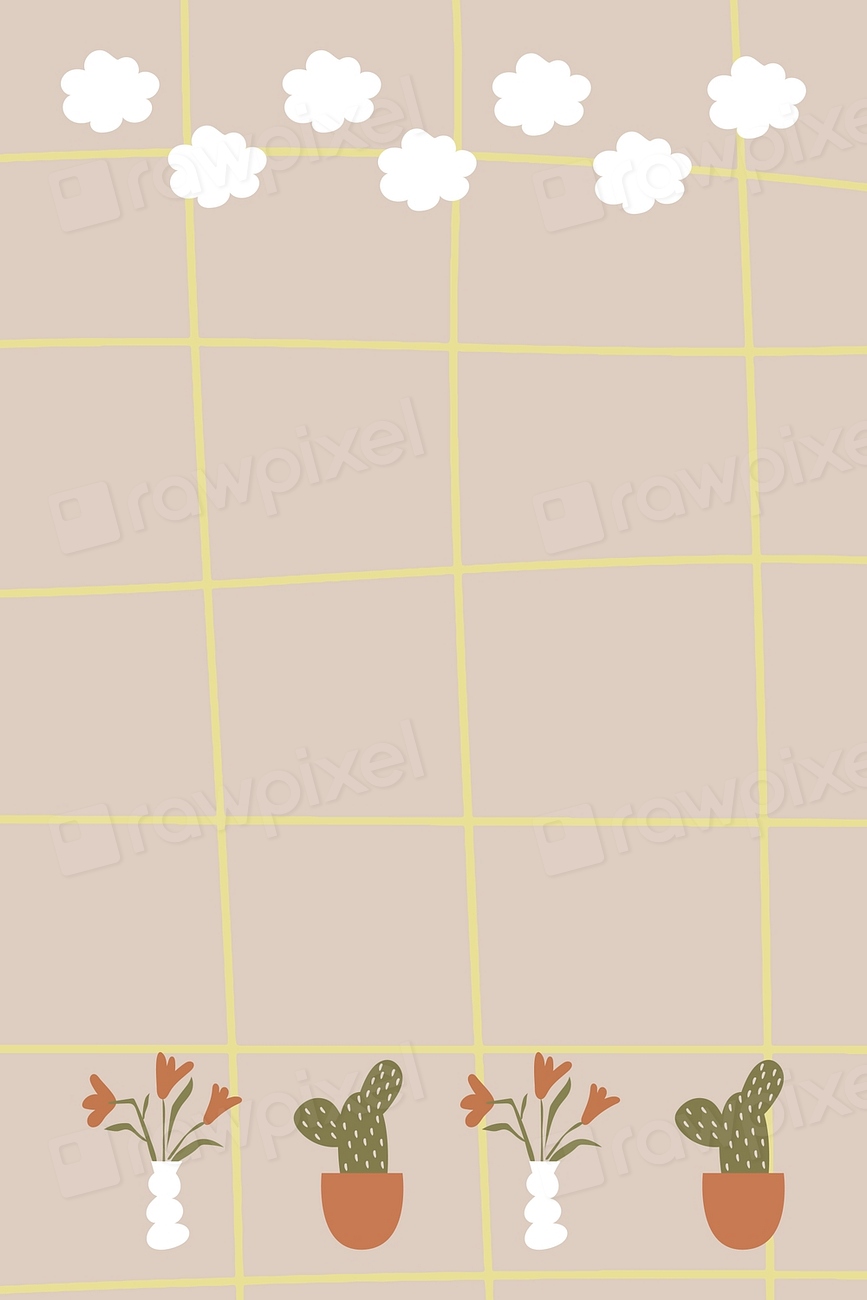 Cute grid frame background, plant | Premium Vector - rawpixel