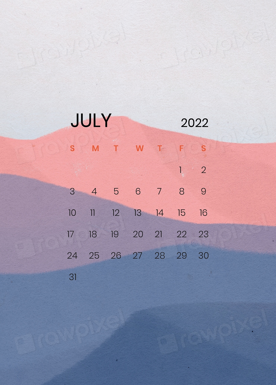 Mountain July monthly calendar editable | Premium PSD - rawpixel